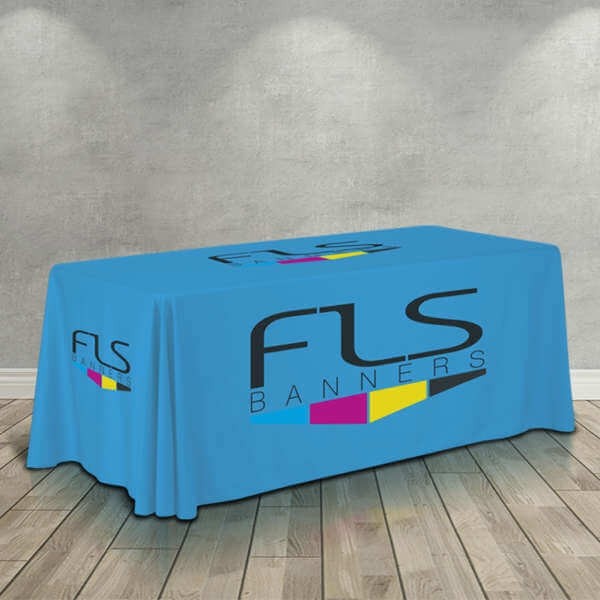 Custom Table Throws with Logo – Standard Drape Style Table Covers